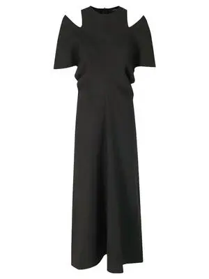 Federica Tosi Federica Tosi Cold-Shoulder Flared Midi Dress Black