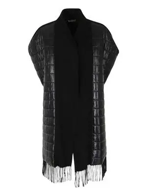 Herno Quilted Fringe-trimmed Cape - Black