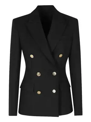 DONDUP Double-breasted Blazer With Peak Lapels And Decorative Buttons - Black