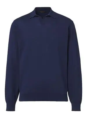 Rubinacci Cotton Polo Sweater - Blue