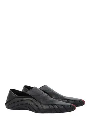 Gucci Leather Loafers With Mesh Trim - Black
