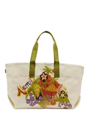 ALEMAIS Island Cove Printed Cotton Canvas Tote Bag - Multicoloured