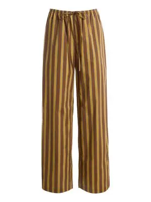 Staud Mateo Striped Silk-blend Wide-leg Trousers - Brown