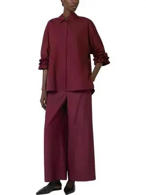 Max Mara Cotton Drawstring Palazzo Pants - Red