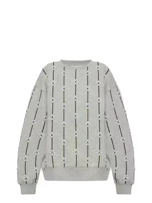 Munthe Floral Embellished Crew Neck Sweatshirt - Grey