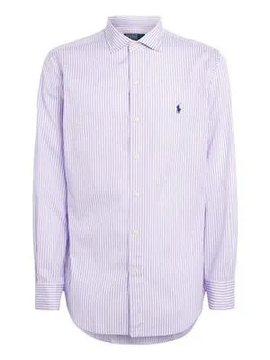 Polo Ralph Lauren Cotton Stripe Custom Fit Shirt - Purple