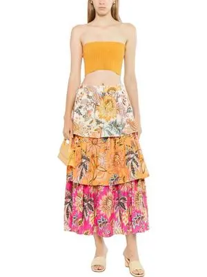 Farm Rio Ligia Midi Skirt - Orange