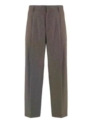 DARKPARK Houndstooth Pattern Pleated Trousers - Brown