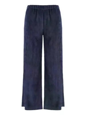F.IT Ribbed Knit Wide Leg Trousers - Blue