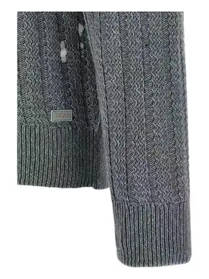 BOSS Textured-knit Cotton Sweater - Grey