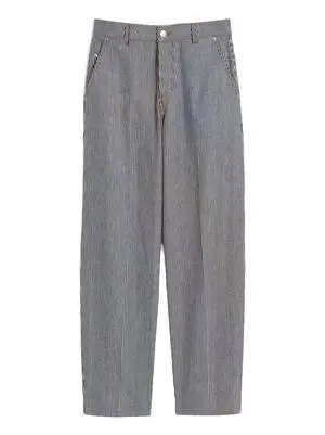 AMI Paris Cotton Balloon Fit Jeans With Pin Stripes - Blue