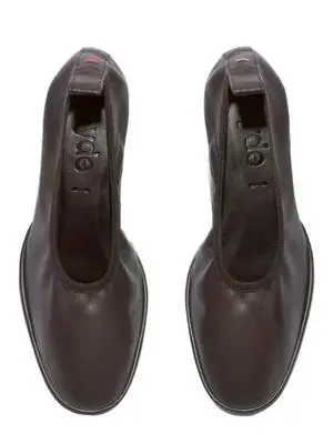 AeydĒ Giulia Leather Heeled Pumps - Brown
