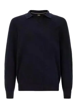 BOSS H-lomarino Textured-knit Polo Shirt - Blue