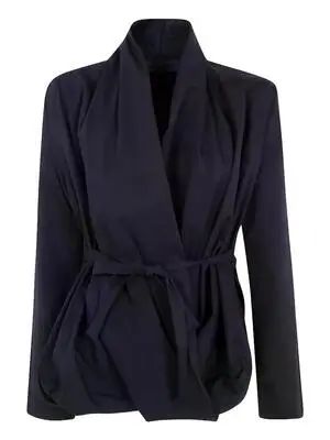 MARIA CALDERARA Belted Wrap Blouse - Blue