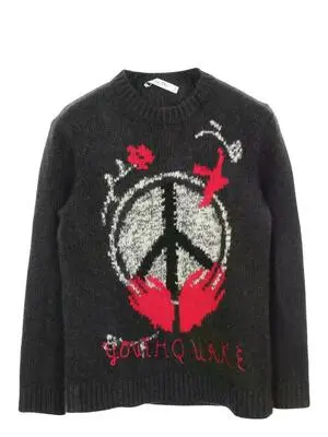 Dior Dark Intarsia Knit Long-sleeve Sweater - Grey
