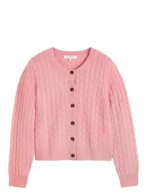 Chinti & Parker Cashmere Cable Knit Cardigan - Pink