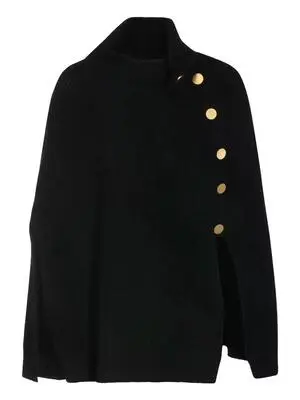 Alberta Ferretti Ribbed Knit Cape Jumper - Black
