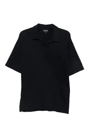 Giorgio Armani Ribbed-knit Polo Shirt - Blue