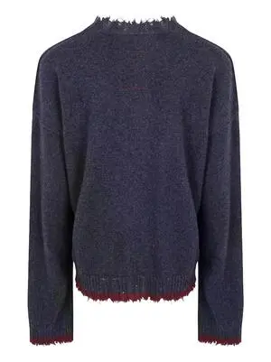 UMA WANG Distressed Cashmere Crew Neck Sweater - Grey