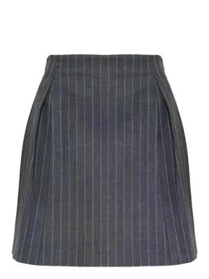 Valentino Garavani Pinstripe Pleated Skirt - Grey