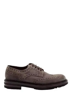 GREEN GEORGE Suede Brogue Derby Shoes - Grey