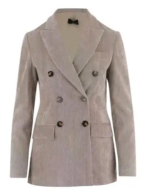 F.IT F.i Double-breasted Corduroy Blazer - Neutrals