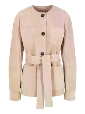 Max Mara Belted Suede Jacket - Neutrals