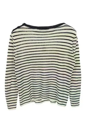 Dior Riviera Striped Long-sleeve Knitted Linen T-shirt - Neutrals