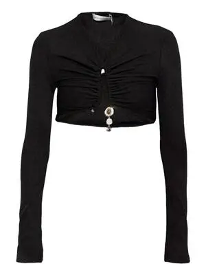 Christopher Esber Droplet Crystal-pendant Ruched Top - Black