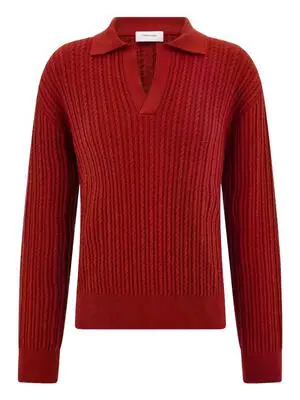 FERRAGAMO Knitted Polo Top - Red