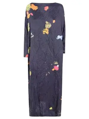 DANIELA GREGIS Crinkled Abstract-print Maxi Dress - Blue
