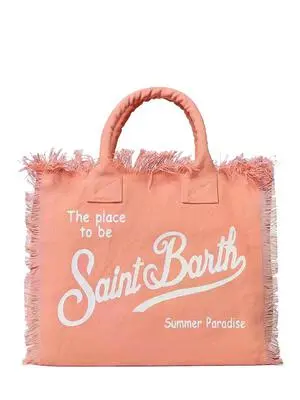 MC2 SAINT BARTH Canvas Colette Bag With Fringes - Orange