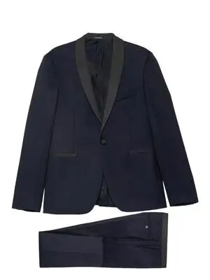 Tagliatore Shawl-lapel Single-breasted Wool Suit - Blue
