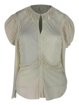 ISABEL MARANT VINTAGE Ruffled Puff-sleeve Blouse - Neutrals