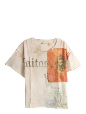 SAITOS 783 Anchor Graphic-print Distressed-effect T-shirt - Neutrals