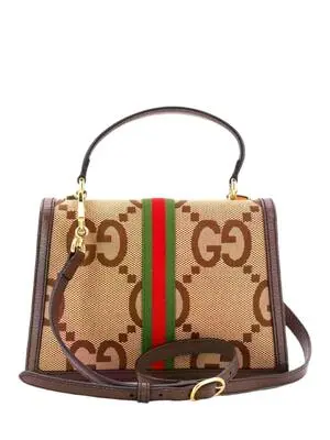 Gucci Ophidia Jumbo Gg Canvas Small Top Handle Bag - Brown