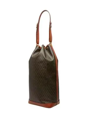 Saint Laurent Monogram Coated Canvas Long Bucket Bag - Brown