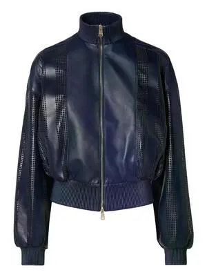 Fendi Navy Perforated Nappa-leather Jacket - Blue
