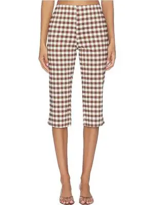 Majorelle Check Capri Trousers - Brown
