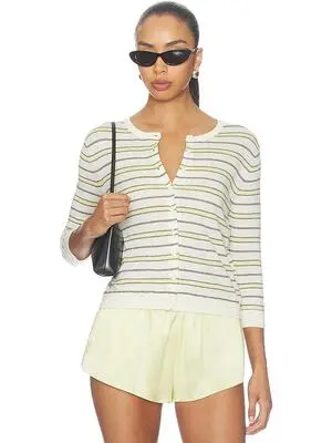 Vince Striped 3/4 Sleeve Cardigan - Multi
