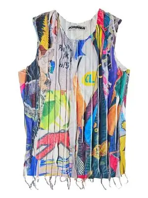BORBALA Illusion Patchwork Tank Top - Blue