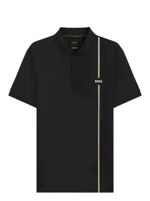 BOSS Active Quick-dry Polo Shirt With Signature Stripe - Black