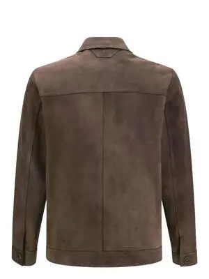 SALVATORE SANTORO Button-up Suede Jacket - Brown