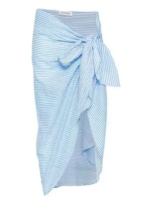 THE FRANKIE SHOP Thira Striped Wrap-style Skirt - Blue