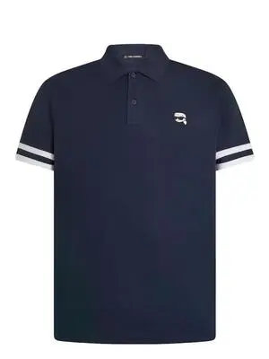 Karl Lagerfeld Ikon Striped-sleeve Polo Shirt - Blue