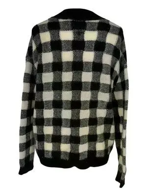Dior Checked V-neck Knit Sweater - Black