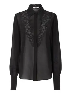 Fendi Georgette Shirt With Lace Inserts - Black