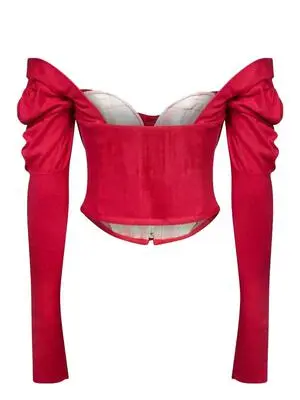VIVIENNE WESTWOOD Off-shoulder Orb Embroidered Sweater - Red