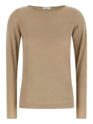 Brunello Cucinelli Fine Knit Boat Neck Sweater - Neutrals