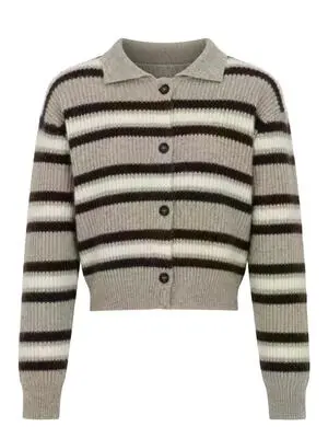 Brunello Cucinelli Striped Ribbed Cardigan - Grey